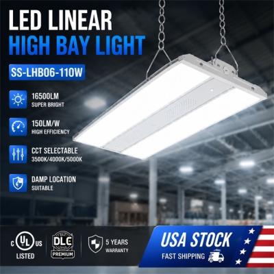 China 300W LED Linear Highbay Light CCT Power Selectable 45000lm UL DLC Premium Anti-Corrosion WF1 for Warehouse Gym Factory for sale