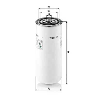 China Industrial Spin-On Fuel Filter WDK962/12 96mm OD 212mm Length for DAF 1328177 for sale