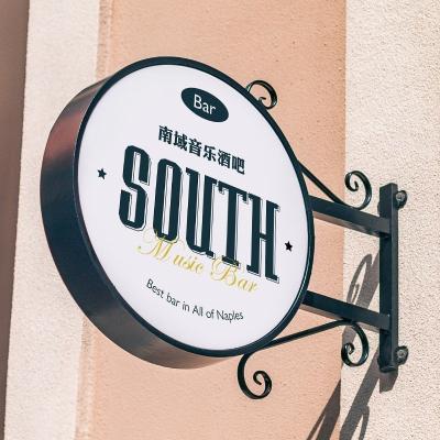 China Customize Round Hanging Lightbox Sign Outdoor 3D Acrylic Light Box Signage for sale