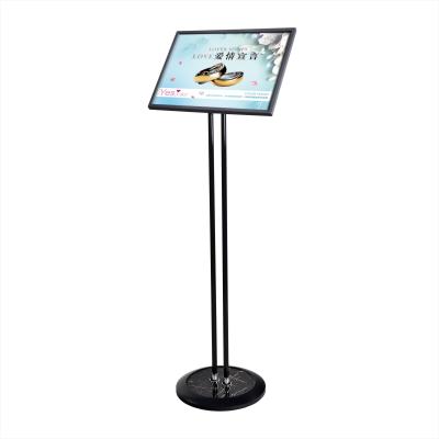 China Aluminium Alloy Poster Display Stand 300x430mm Adjustable Panel Double Pole for sale