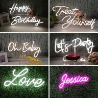 China Happy Birthday Neon Letter Signs Acrylic Srecw Installation for sale
