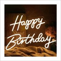 China Wall Mounted Neon Letter Signs Happy Birthday high light transmittance Acrylic for sale