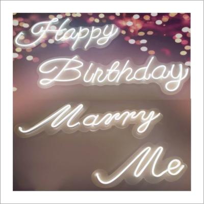 China 220V Neon Happy Birthday Light LED Neon Sign With Clear Acrylic Backer for sale