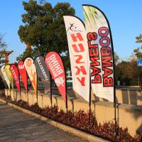 China Pantone Colour Promotional Flag Banners Screen printed knitted polyester for sale