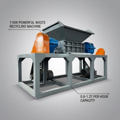 China 11kw Rubber Waste Tyre Shredder Machine Price 0.8-1.2t/h Capacity for sale