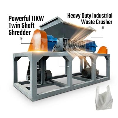 China Bag Bottle Barrel Card Plastic Waste Shredder Machine 11KW Twin Shaft for sale