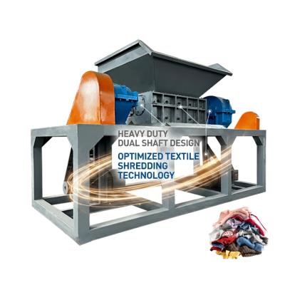 China Double Shaft Heavy Duty Large Capacity Textile Shredder Machine For Jeans And Old Clothes for sale