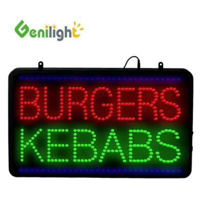 China Power Certificate ABS Open-Mold BURGERS KEBABS LED Sign for Customized Size and Color for sale