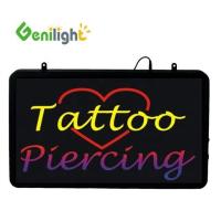 China LED Tattoo Piercing Neon Open Sign with Design Rectangle Shape and Epoxy Resin Material for sale