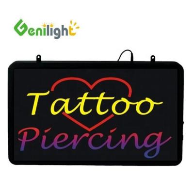 China LED Tattoo Piercing Neon Open Sign with Design Rectangle Shape and Epoxy Resin Material for sale