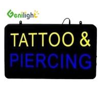 China LED Tattoo Piercing Neon Open Sign with Design Rectangle Shape and Epoxy Resin Material for sale