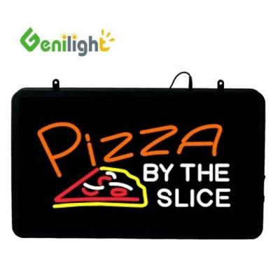 China Customized Genilight 22*13inch CE RoHS Acrylic PIZZA BY THE SLICE LED Neon Open Sign for sale
