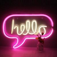 China Customized Large Neon Hello Sign USB Powered LED Night Light for Kids Living Office Room for sale