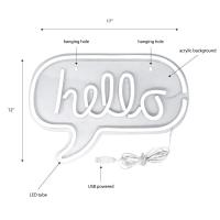 China Customized Large Neon Hello Sign USB Powered LED Night Light for Kids Living Office Room for sale