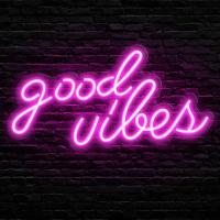 China Power Consumption 0 Good Vibes Neon Sign LED Neon Lights for Bedroom 16.1 x 8.3 inch for sale