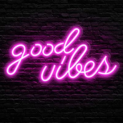 China Power Consumption 0 Good Vibes Neon Sign LED Neon Lights for Bedroom 16.1 x 8.3 inch for sale