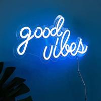 China Power Consumption 0 Good Vibes Neon Sign LED Neon Lights for Bedroom 16.1 x 8.3 inch for sale