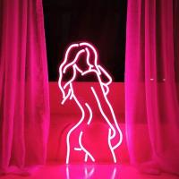 China Customized Lady Neon Sign with Acrylic Backing Pink Silicone LEDs Life span 50000 Hours for sale