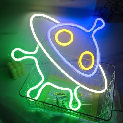 China Acrylic Spaceship Neon Signs Customized for Wall Decoration and UFO LED Night Light for sale
