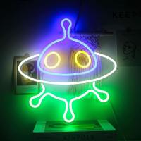 China Acrylic Spaceship Neon Signs Customized for Wall Decoration and UFO LED Night Light for sale