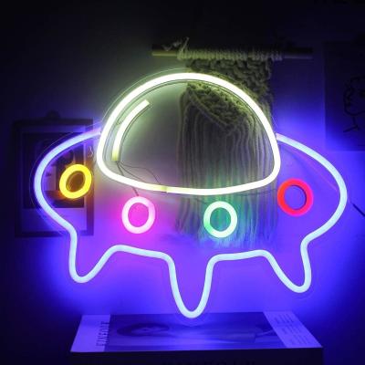 China 5V Voltage Neon Lights for Bar Large Blue UFO Spaceship Wall Art 50000 Hours Lifespan for sale