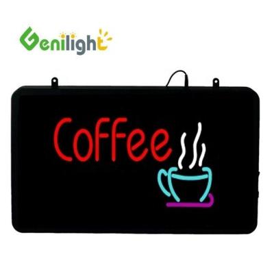 China Acrylic Front Board Genilight 22*13inch COFFEE Logo Neon Open Sign Advertising Billboard for sale
