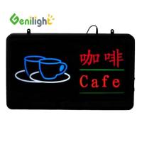 China Acrylic Front Board Genilight 22*13inch COFFEE Logo Neon Open Sign Advertising Billboard for sale