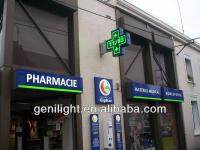 China Outdoor Green Two Sides Commercial Pharmacy Cross LED Animated Display Sign for sale
