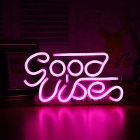 China 27.5*15cm Custom Blue Good Vibes Neon Sign for Bedroom Wall Decor USB Powered Lighting for sale