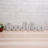 China 27.5*15cm Custom Blue Good Vibes Neon Sign for Bedroom Wall Decor USB Powered Lighting for sale