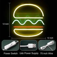 China Customized Hamburger Neon Light Sign for Fast Food Bar Bistro Canteen Opens in Window for sale