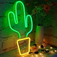 China USB Powered LED Neon Sign for Bedroom Decor Big Cactus Shape for Kids Teen Boys Girls Dorm for sale