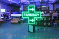 China High Contrast Ratio Blue Red Yellow or Full Color Pharmacy LED Cross Sign for sale