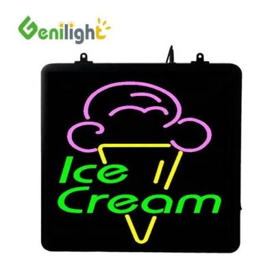 China Rectangle Ice Cream LED Neon Sign with ABS Open-Mold Out Frame Animation Lighting for sale
