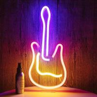 China Powered Dimmable on/off Switch 3D Guitar Neon Sign for Music Studio Customized Design for sale