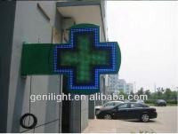 China High Resolution Two Color Cross LED Pharmacy Sign Photo Media Compatible for sale