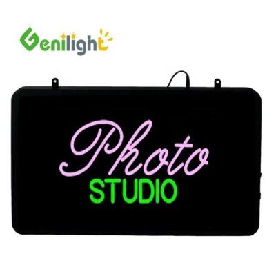 China Genilight 22*13inch CE RoHS Flashing LED Neon Sign for Photo Studio Rectangle Shape for sale
