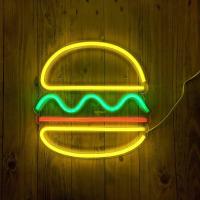 China 30*30cm LED Neon Light USB Powered Hamburger Neon Sign Wall Art Power Consumption 0 for sale