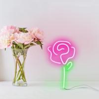 China 5V Voltage LED Flower Lights Rose Neon Sign for Bedroom Wall Decor Switch Party Decoration for sale
