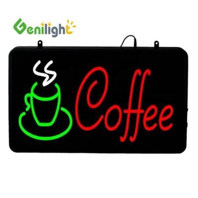 China Super Brightness Coffee Cup Open Neon Sign with Acrylic Front Board 56*33 Panel Size for sale