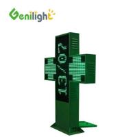 China Advertise Your Pharmacy with 1000x1000mm P20 Green Color LED Cross Animated Display Sign for sale