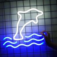 China 5V Large Dolphin Neon Light Sign Marquee Battery USB Operated Table Led Light Wall Decoration for sale
