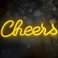 China Cheers LED Light Up Sign Wall Decor for Teen Girls Preppy Room Decor Neon Sign for sale