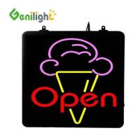 China 12 Indoor Tricolor LED Letter Ice Cream Open Neon Sign Attract More Customers Toda for sale