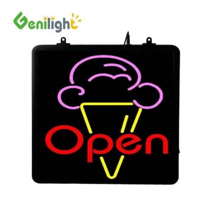 China 12 Indoor Tricolor LED Letter Ice Cream Open Neon Sign Attract More Customers Toda for sale