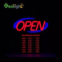 China Genilight Indoor 22*13inch DC12v OPEN 24 Hours LED Light Sign Customized Shape Option for sale