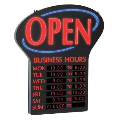 China Consumption Genilight GLT-LSN6050H-001 Red Blue Color Neon Open LED Sign With Hours for sale