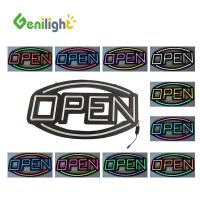 China Consumption Genilight GLT-LSN6050H-001 Red Blue Color Neon Open LED Sign With Hours for sale