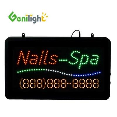 China Attractive Advertising LED Nails Spa Sign with Phone Number Genilight Indoor 22*13inch for sale