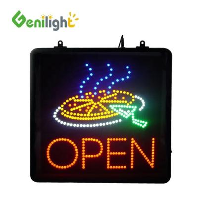 China 1 Power Consumption Rectangle Flashing Color LED Open Pizza Shop Window Business Sign for sale